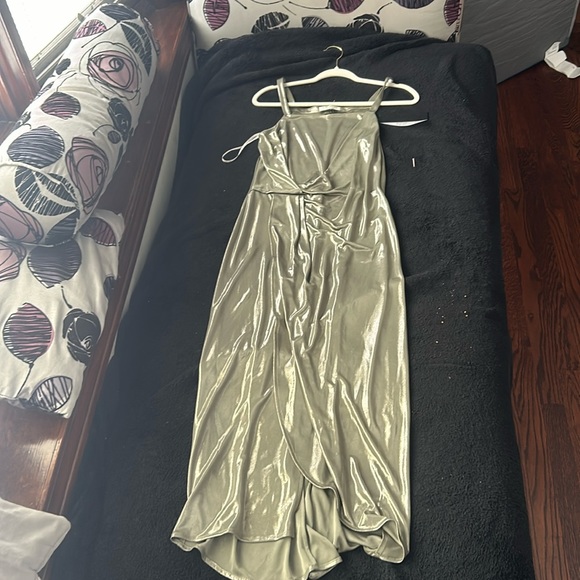 Halston Heritage | Dresses | Halston Heritage Metallic Moss Dress W Cut ...